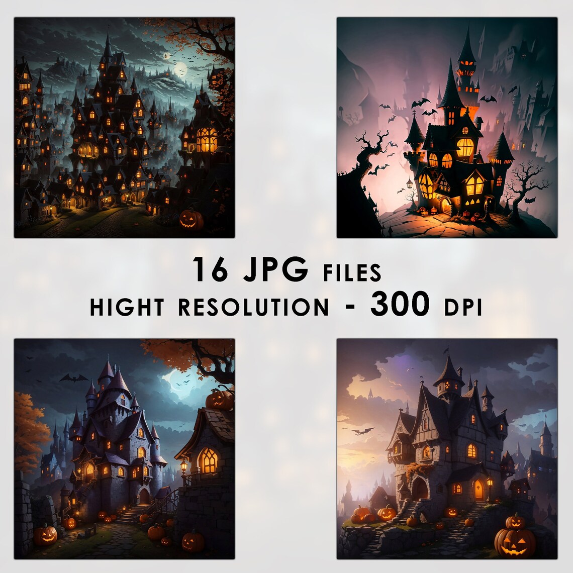 Halloween Scenes Digital Paper Printable Halloween Landscape - Etsy