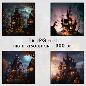 Halloween Scenes Digital Paper Printable Halloween Landscape Download ...