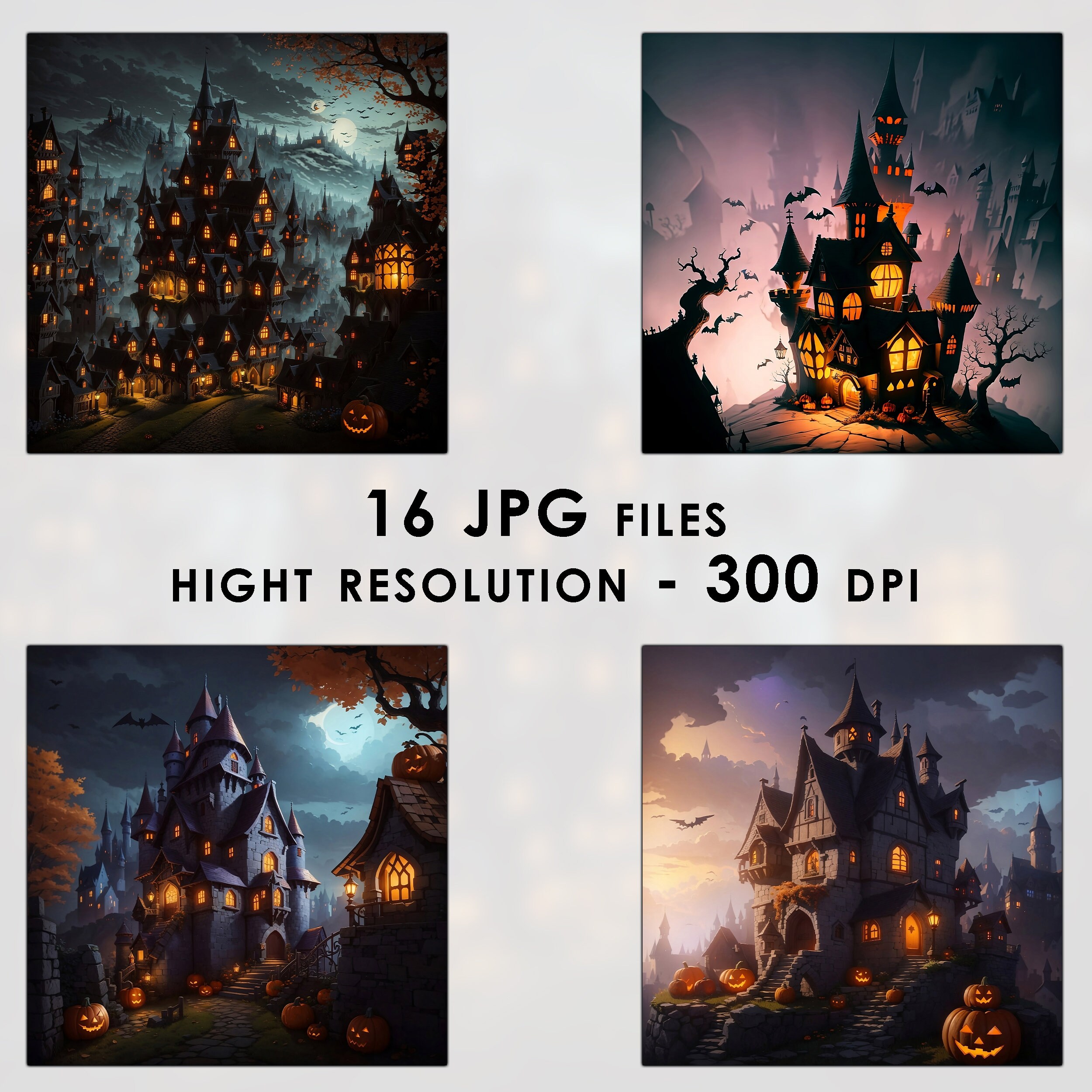 Halloween Scenes Digital Paper Printable Halloween Landscape - Etsy