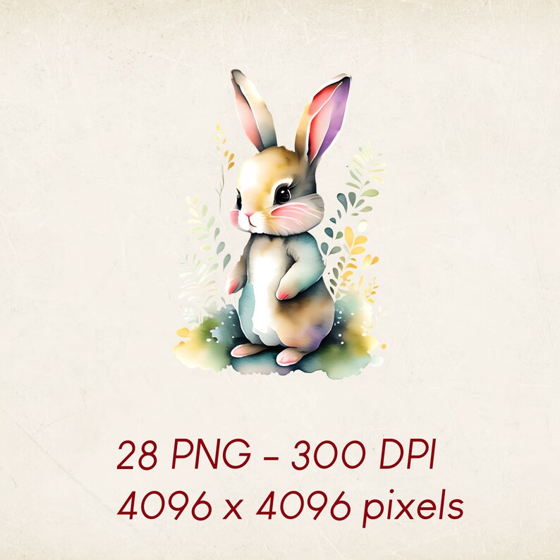 28 Easter Bunny Clipart Watercolor Easter Rabbit Clipart Cute Spring ...