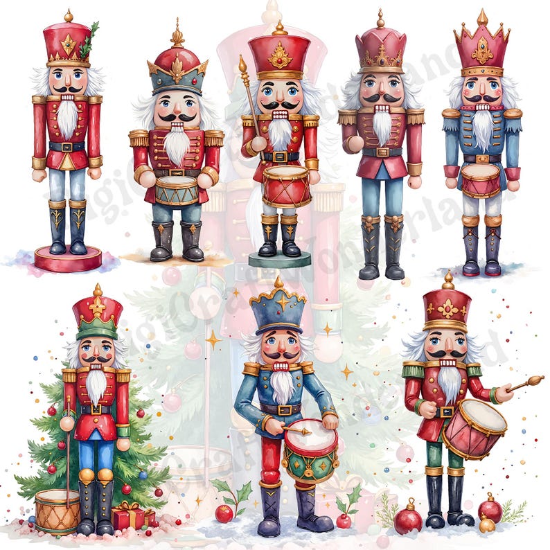 16 Christmas Nutcracker Clipart PNG Bundle Watercolor Nutcracker PNG ...