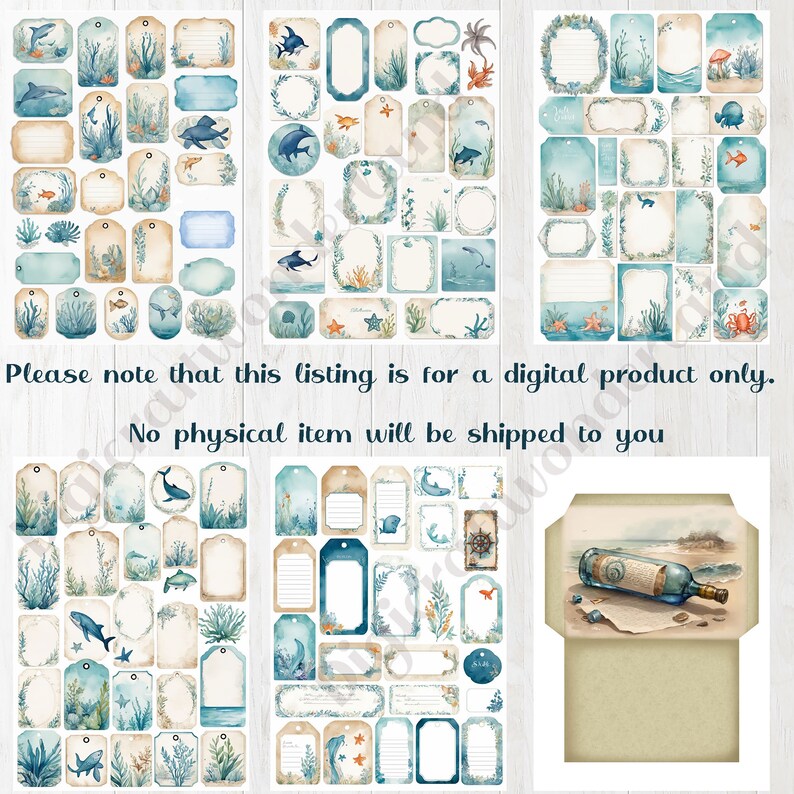 Under the Sea Digital Junk Journal Kit Vintage Nautical Scrapbook ...
