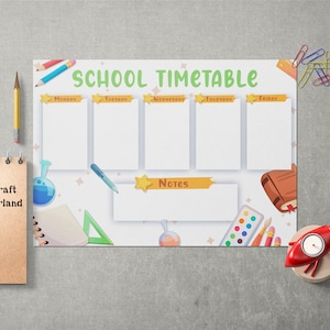 School Timetable and Study Plans Printable Kids Horizontal School ...