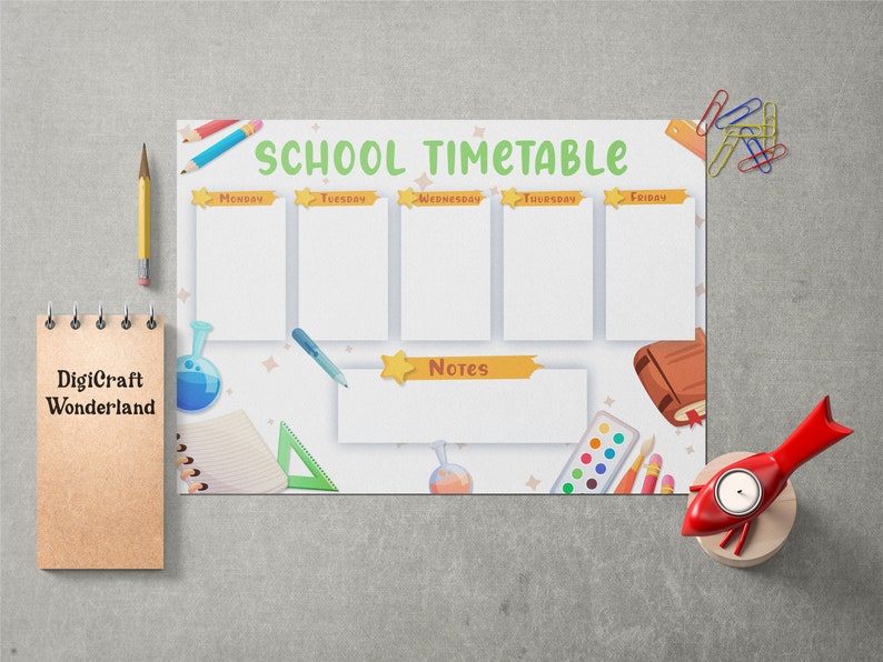 School Timetable and Study Plans Printable Kids Horizontal School ...