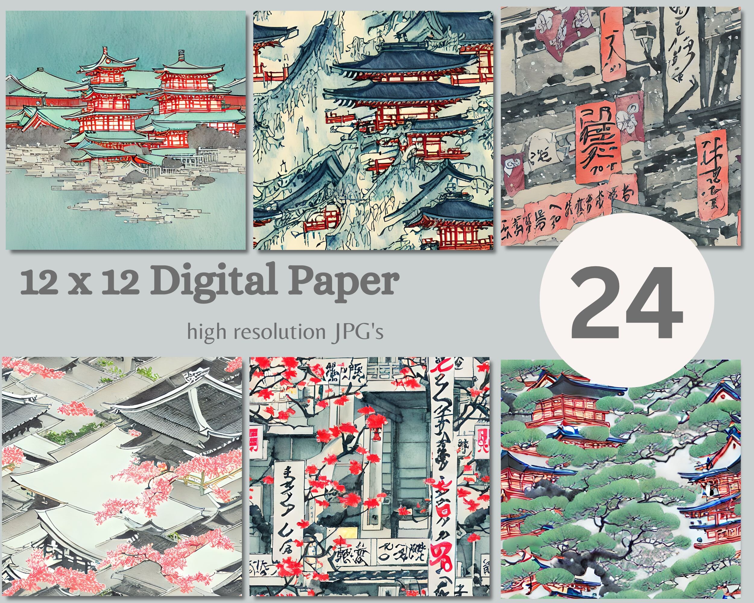 Japanese Paper Digital Asian Fabric Patterns Authentic Japanese Culture ...