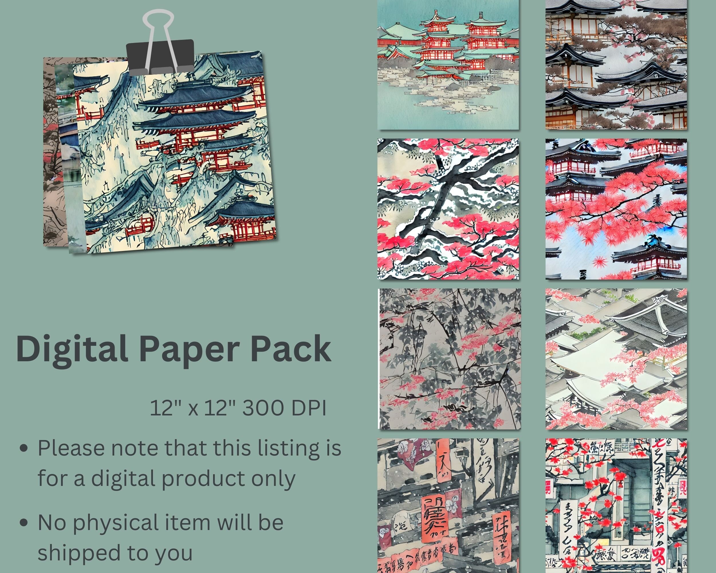 Japanese Paper Digital Asian Fabric Patterns Authentic Japanese Culture ...