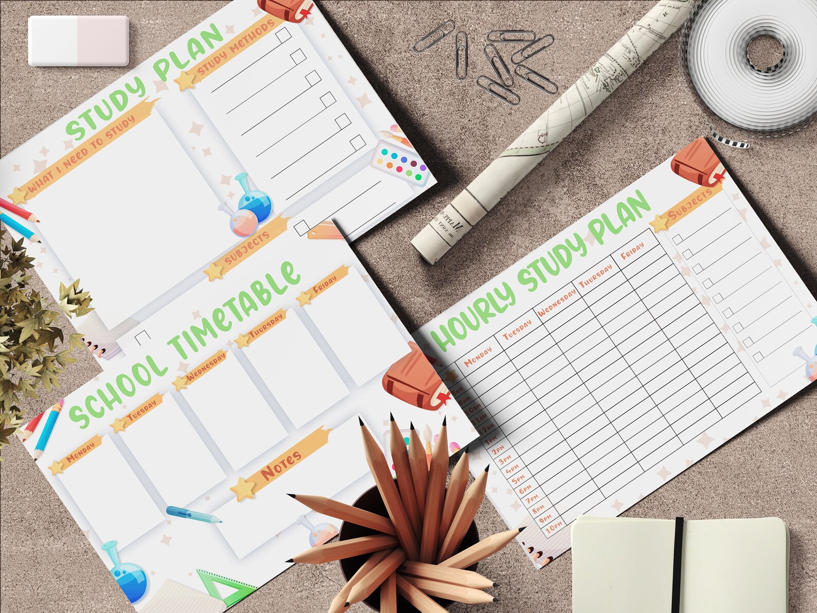 School Timetable and Study Plans Printable Kids Horizontal School ...