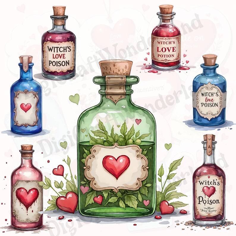 Love Potion Bottle PNG Valentines Day Clipart Bundle Valentine ...