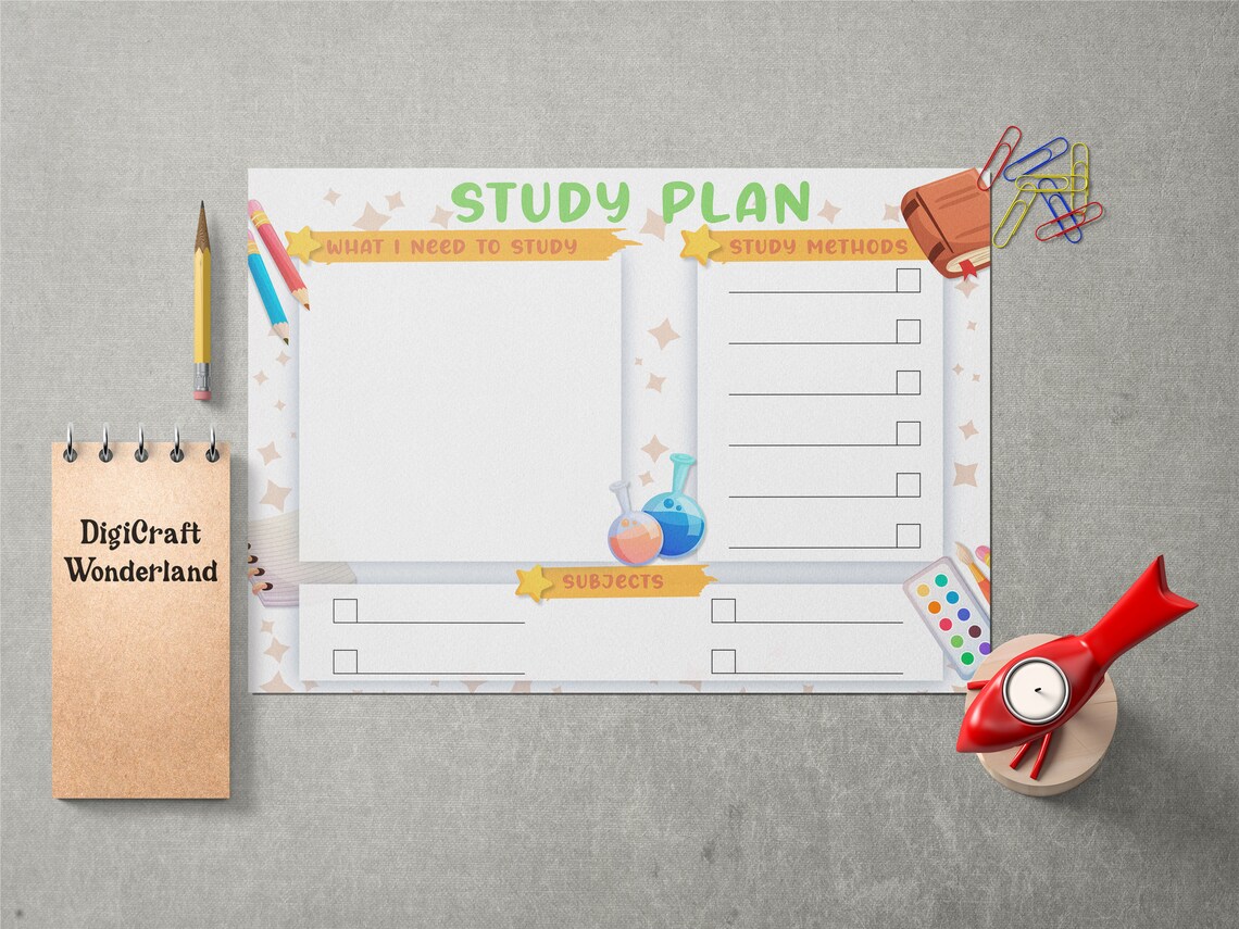 School Timetable and Study Plans Printable Kids Horizontal - Etsy