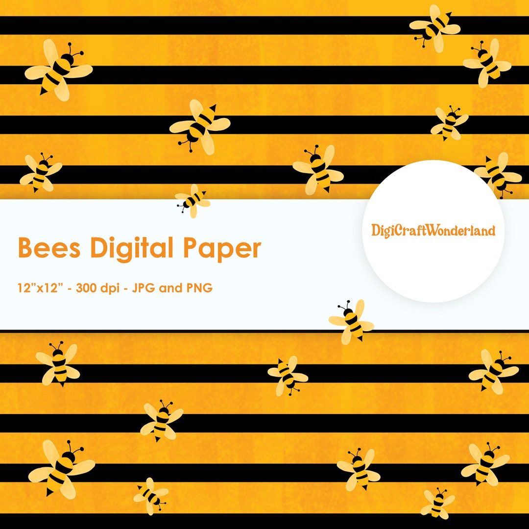 Bee Digital Paper Bees Scrapbook Paper Instant Download PNG JPG ...