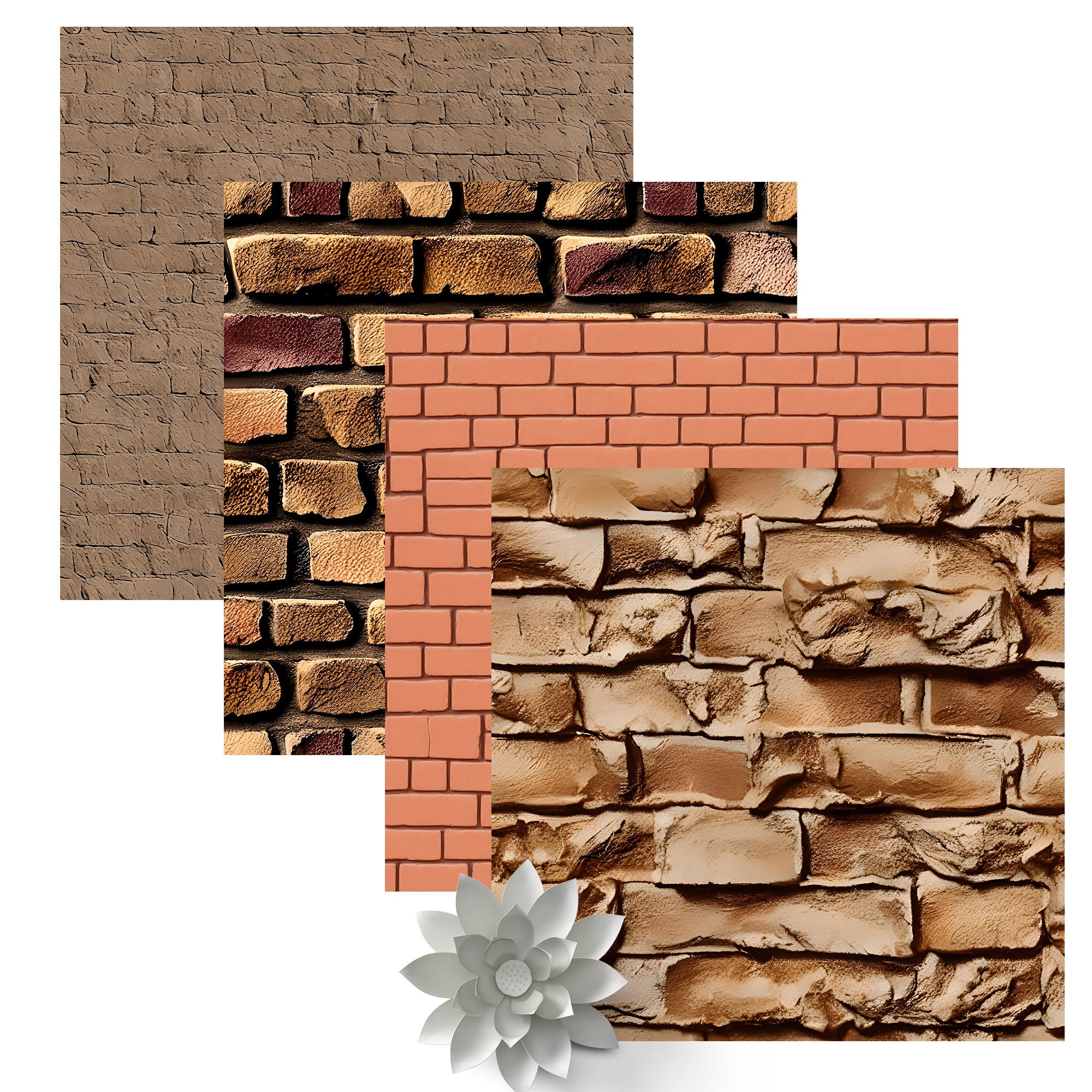 16 Red Brick Wall Printable Background Digital Papers Pack Red and ...