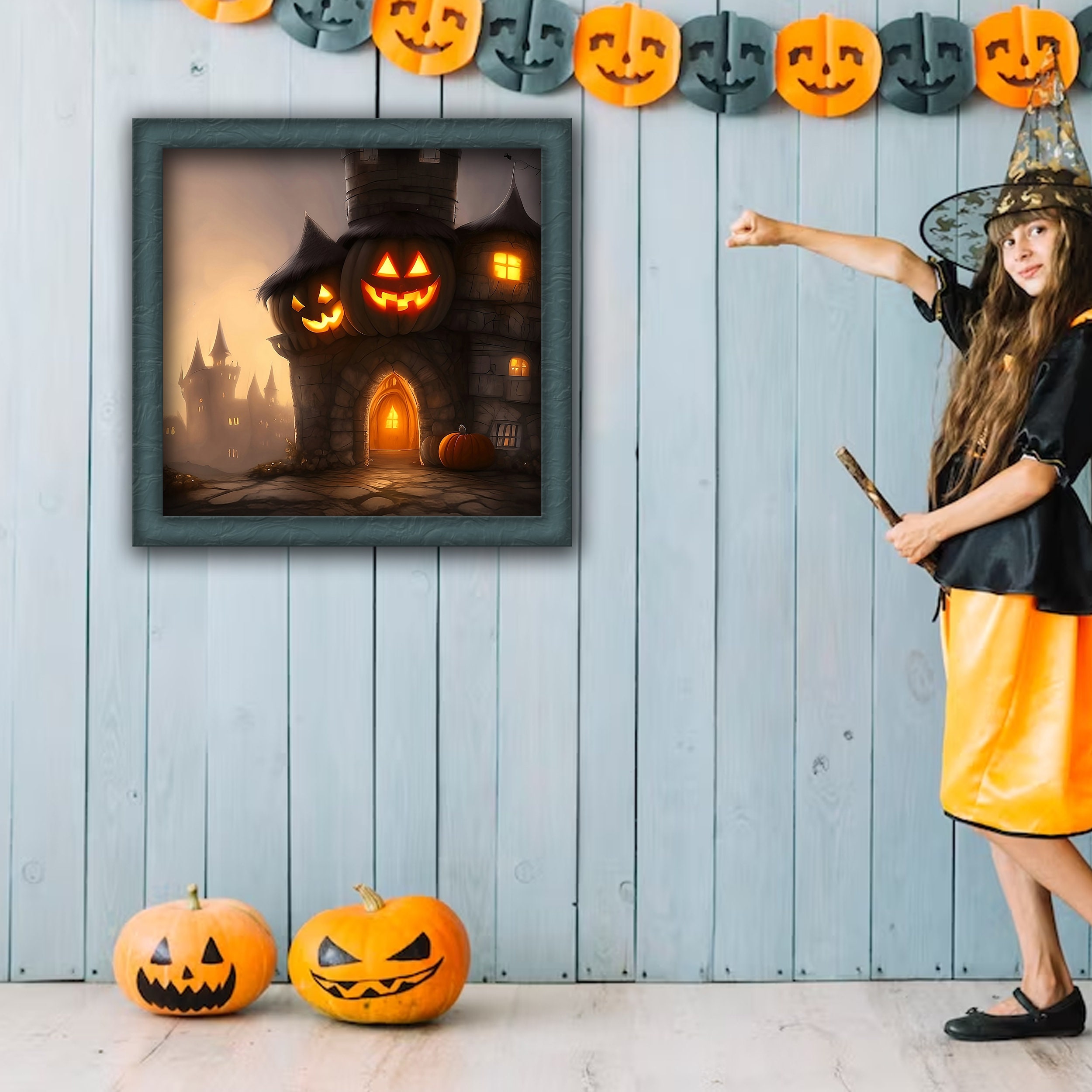 Halloween Scenes Digital Paper Printable Halloween Landscape - Etsy