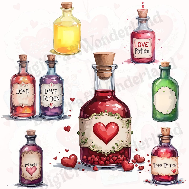 Love Potion Bottle PNG Valentines Day Clipart Bundle Valentine ...