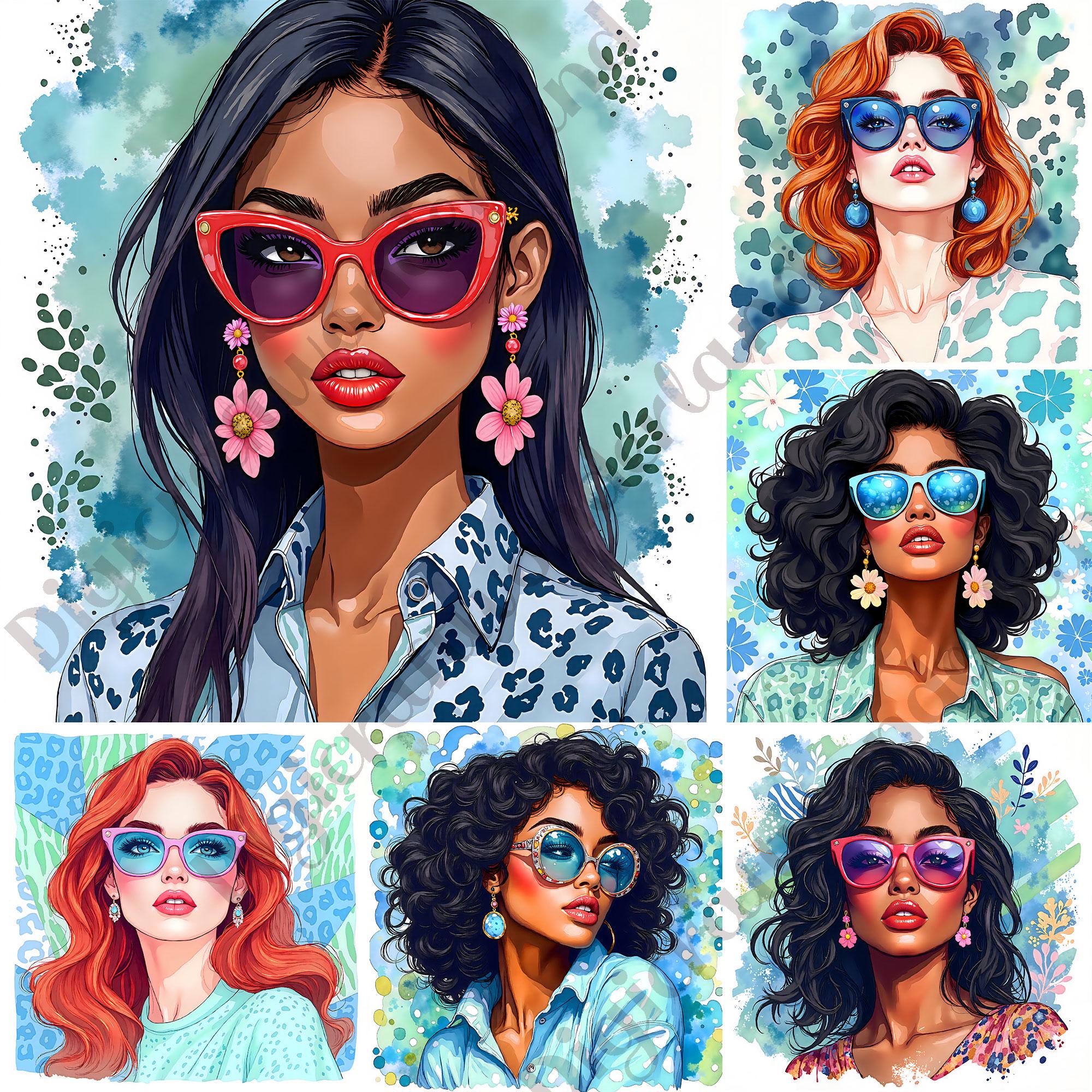 Pretty Women Printable Paper Stylish Girl Portrait Girl Face Clipart ...