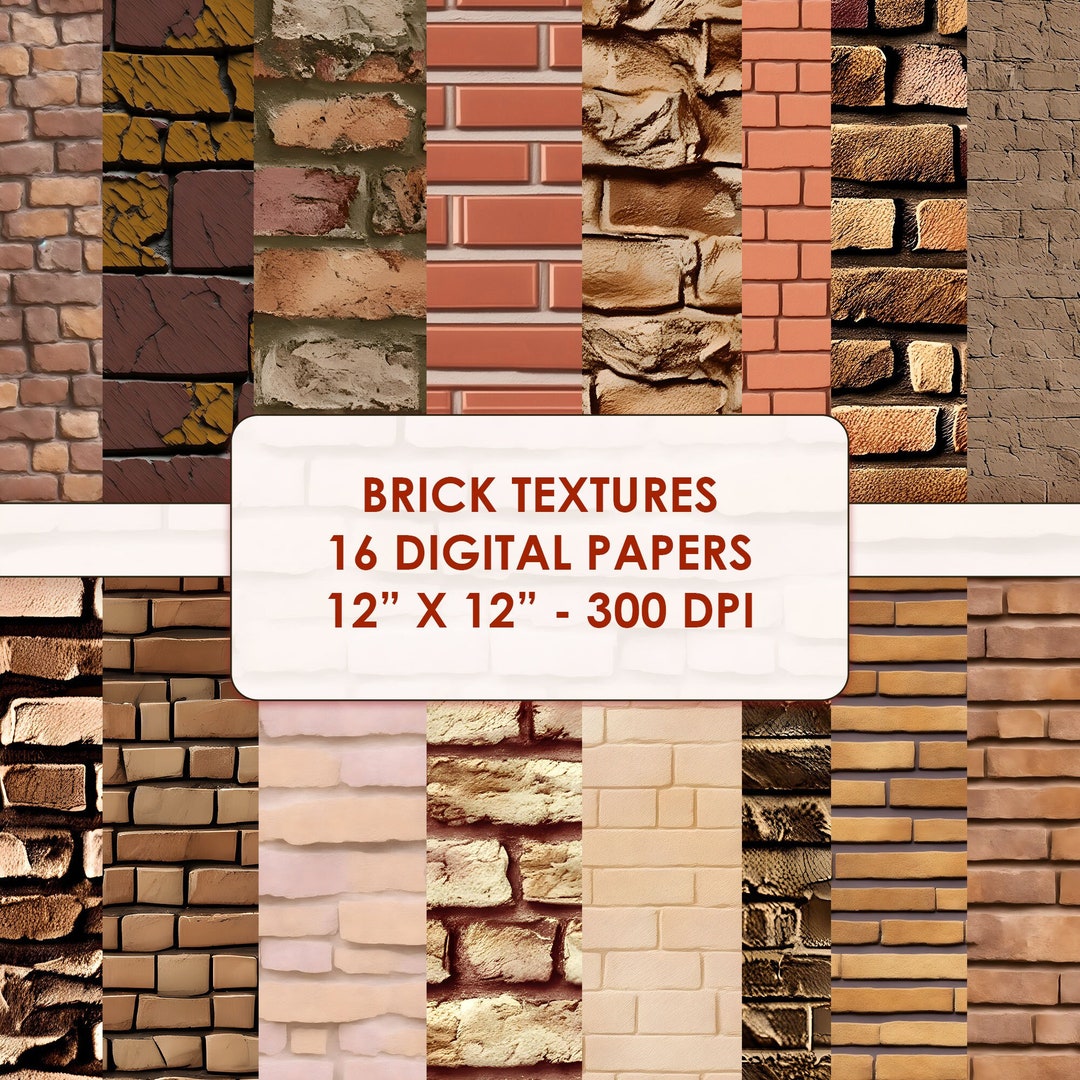 16 Red Brick Wall Printable Background Digital Papers Pack Red and ...