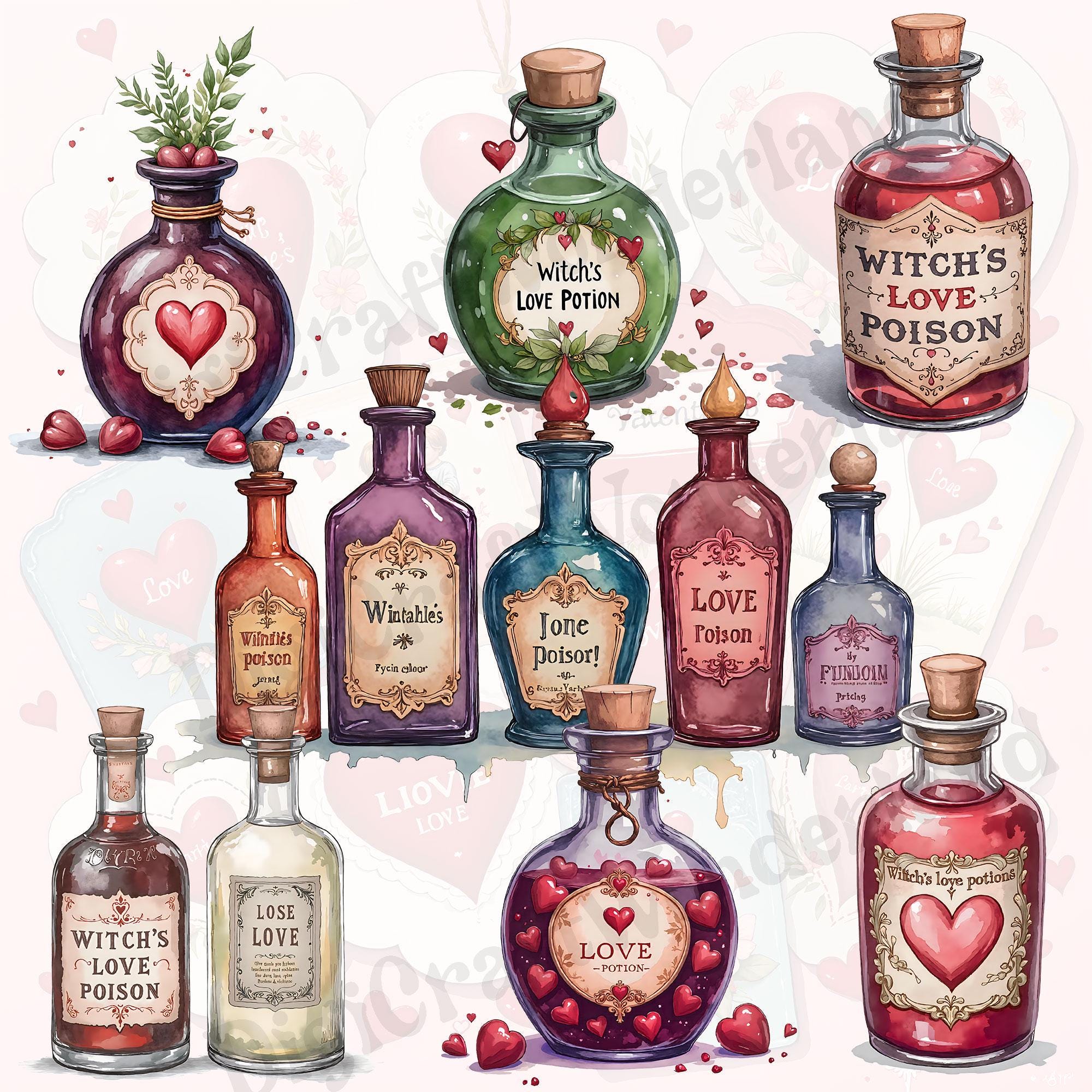Love Potion Bottle PNG Valentines Day Clipart Bundle Valentine ...