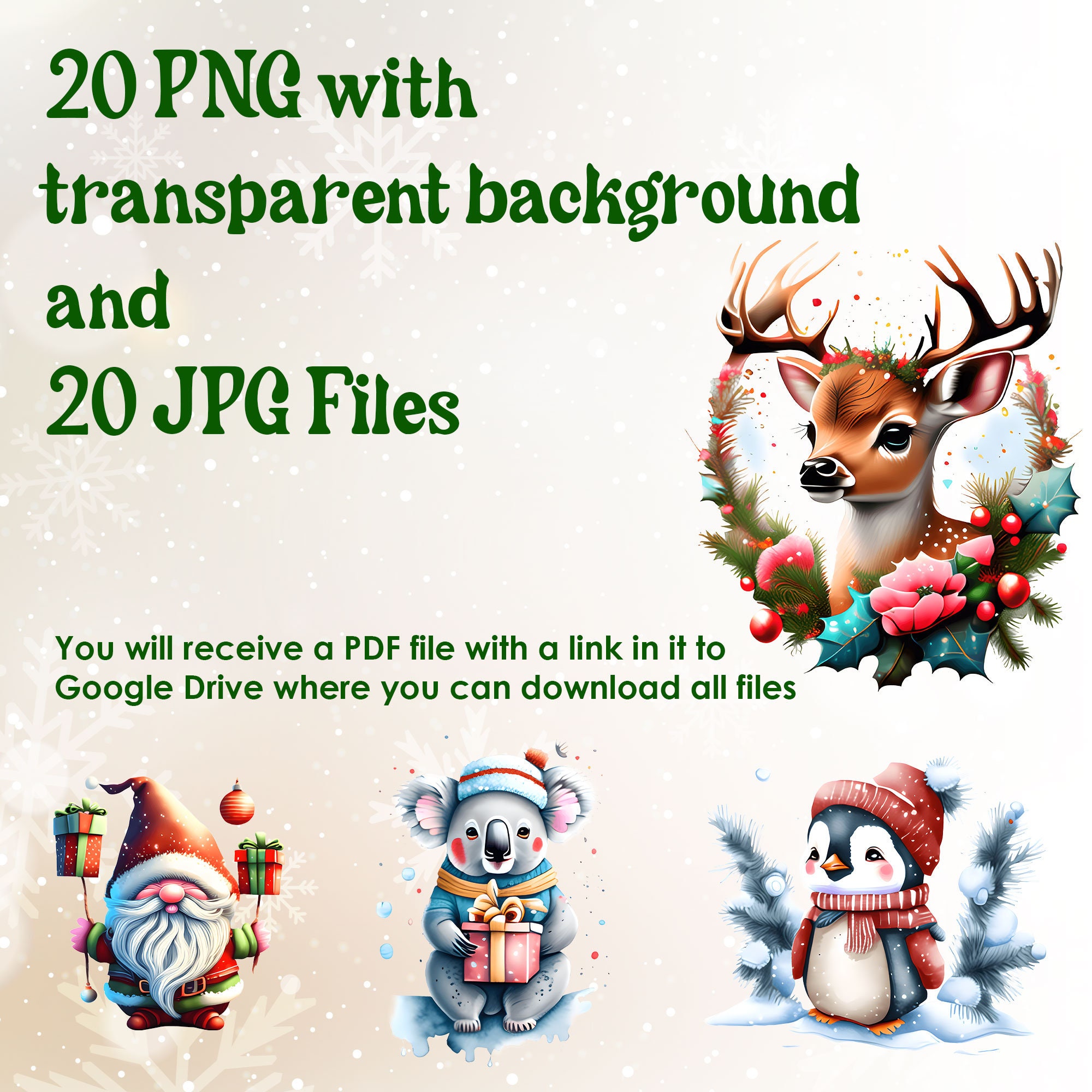 Cute Winter Animals Clipart Bundle Winter Gnomes Reindeer Penguin ...