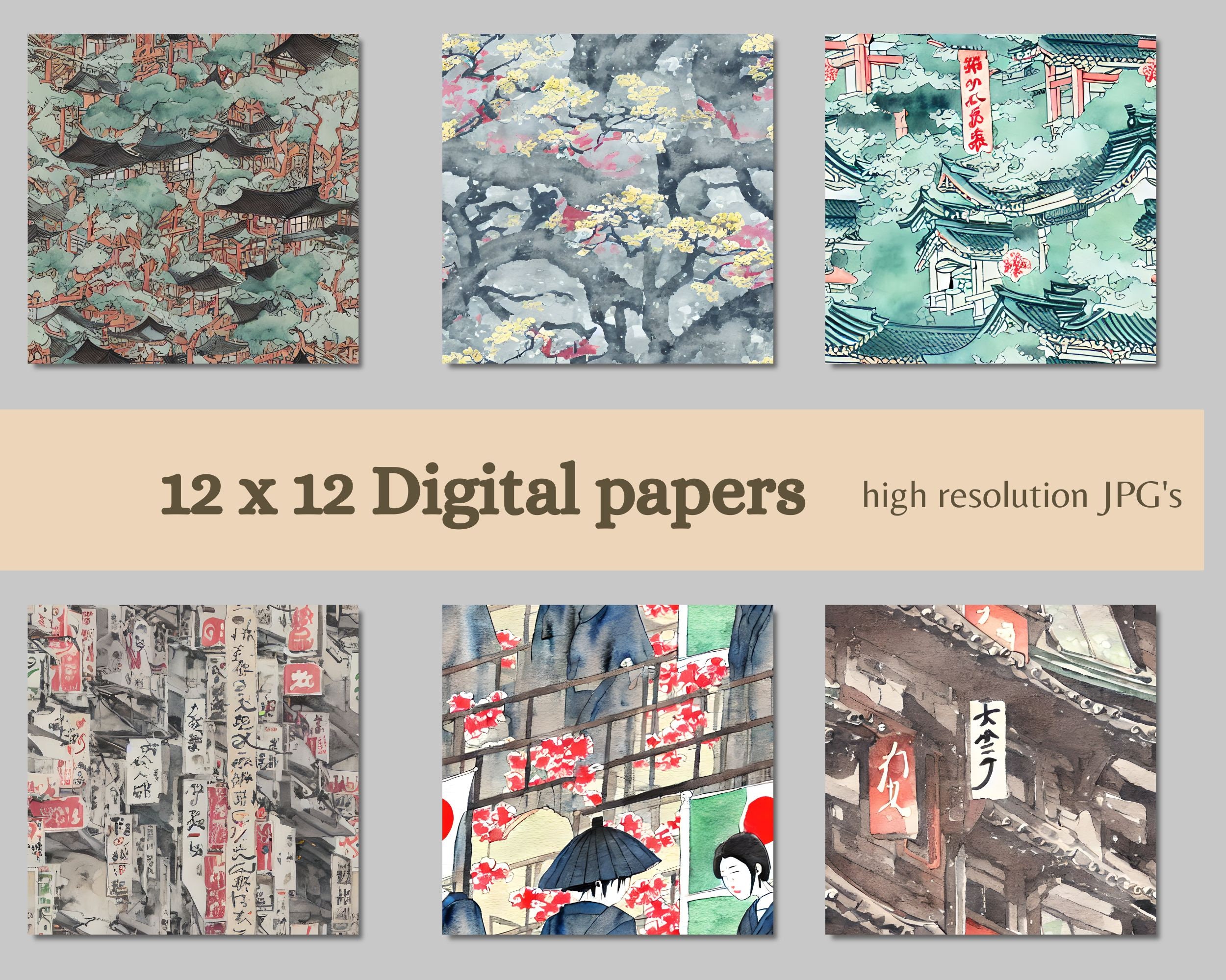 Japanese Paper Digital Asian Fabric Patterns Authentic Japanese Culture ...