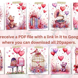 Valentine Junk Journal Printable Kit Collage Valentine's Day Digital ...