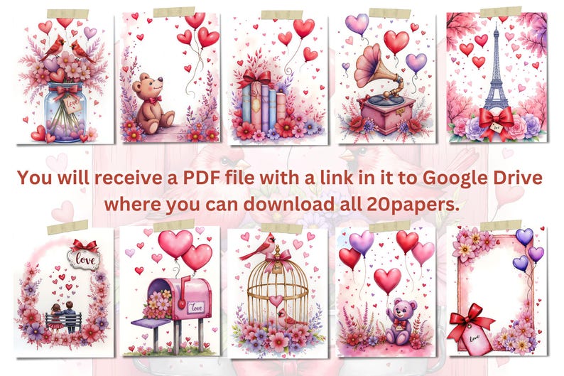 Valentine Junk Journal Printable Kit Collage Valentine's Day Digital ...