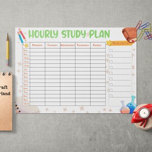 School Timetable and Study Plans Printable Kids Horizontal - Etsy