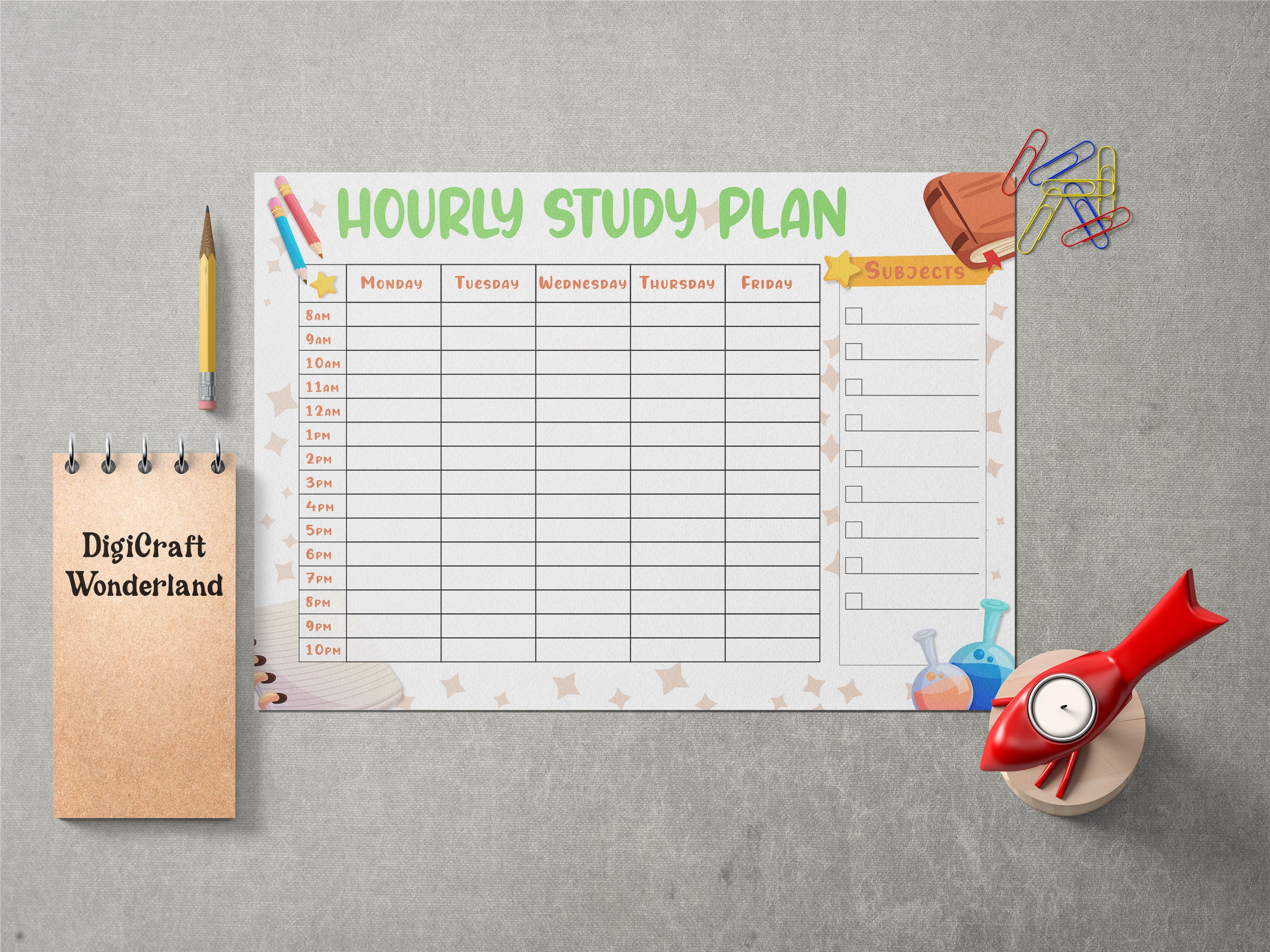 School Timetable and Study Plans Printable Kids Horizontal School ...