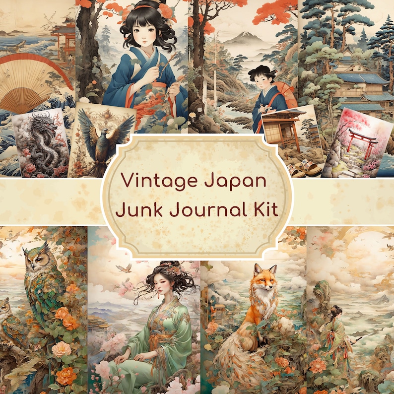 Vintage Japan Junk Journal Kit Japanese Garden Scrapbook Pages Japanese ...