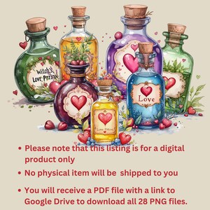 Love Potion Bottle PNG Valentines Day Clipart Bundle Valentine ...
