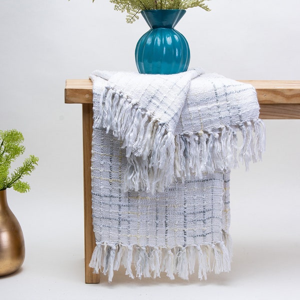 Blue Hand Woven Blanket - Etsy
