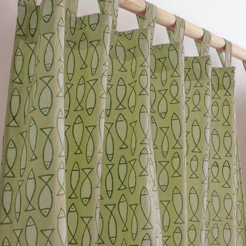 Green Fish Curtains - Etsy