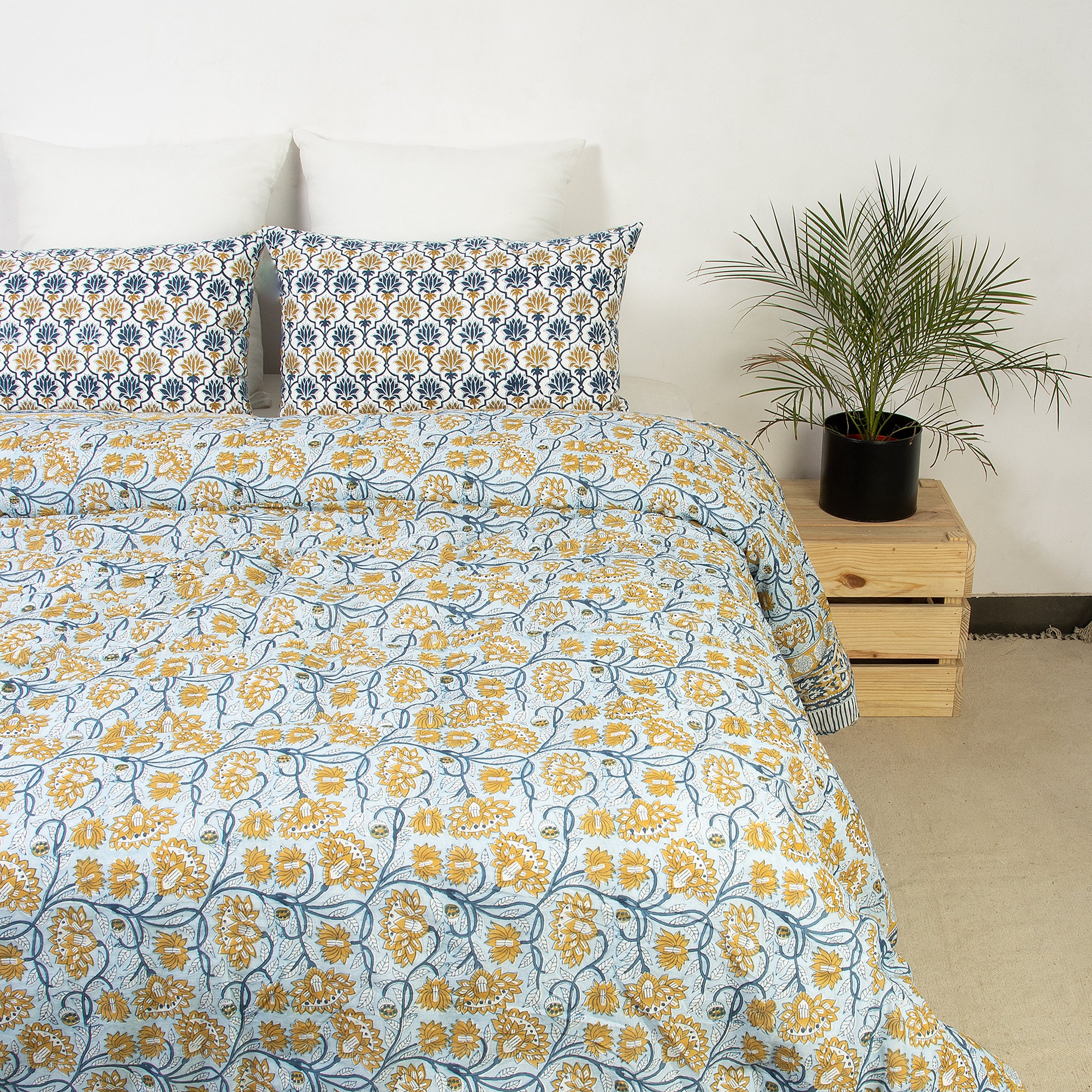 Hand Block Print Duvet Cover, Comforter Cover Set, Printed Fabric Duvet ...