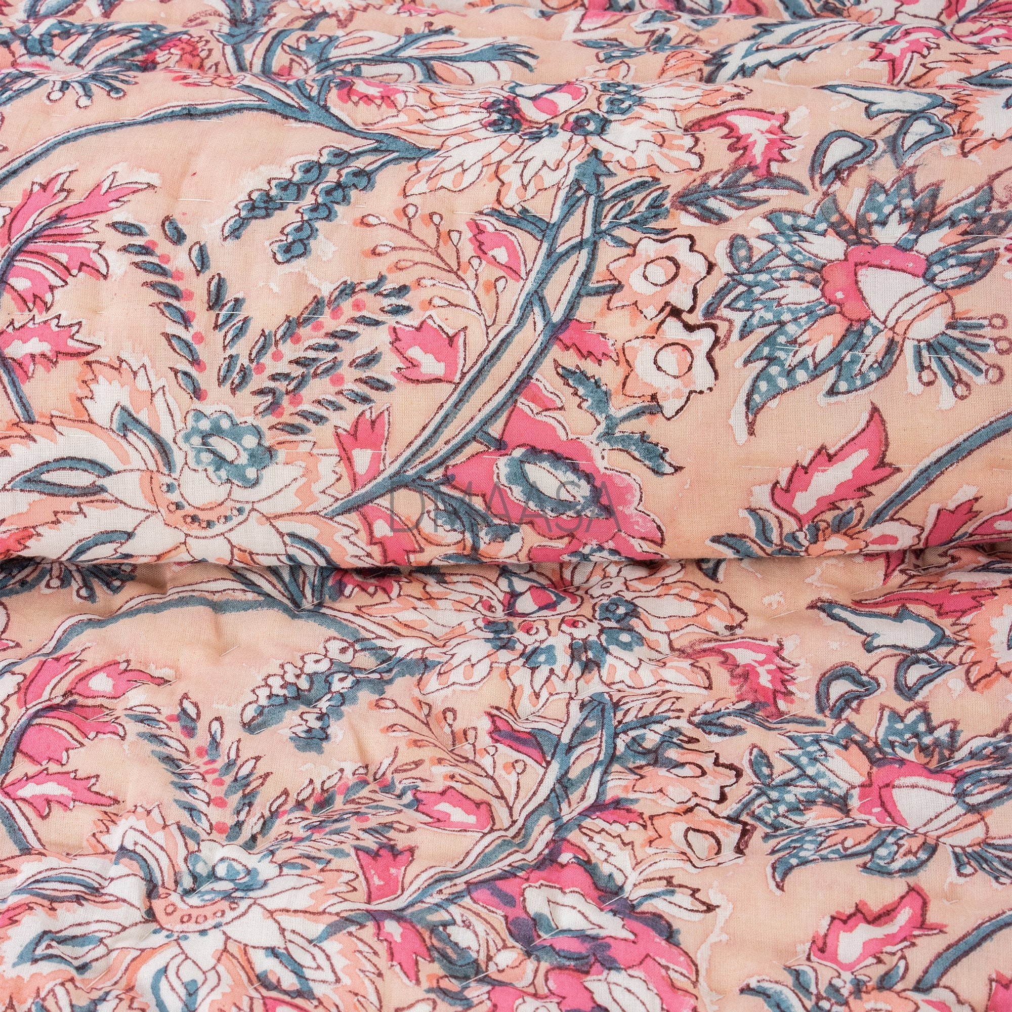 Rustic Chic Peach Quilt, Indian Vintage Kantha Quilt, Kantha Quilt ...