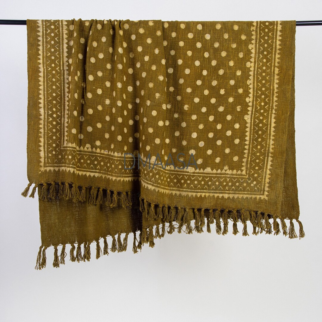 Polka Dot Print Cotton Throw, Indian Handmade Cotton Throws Blankets ...