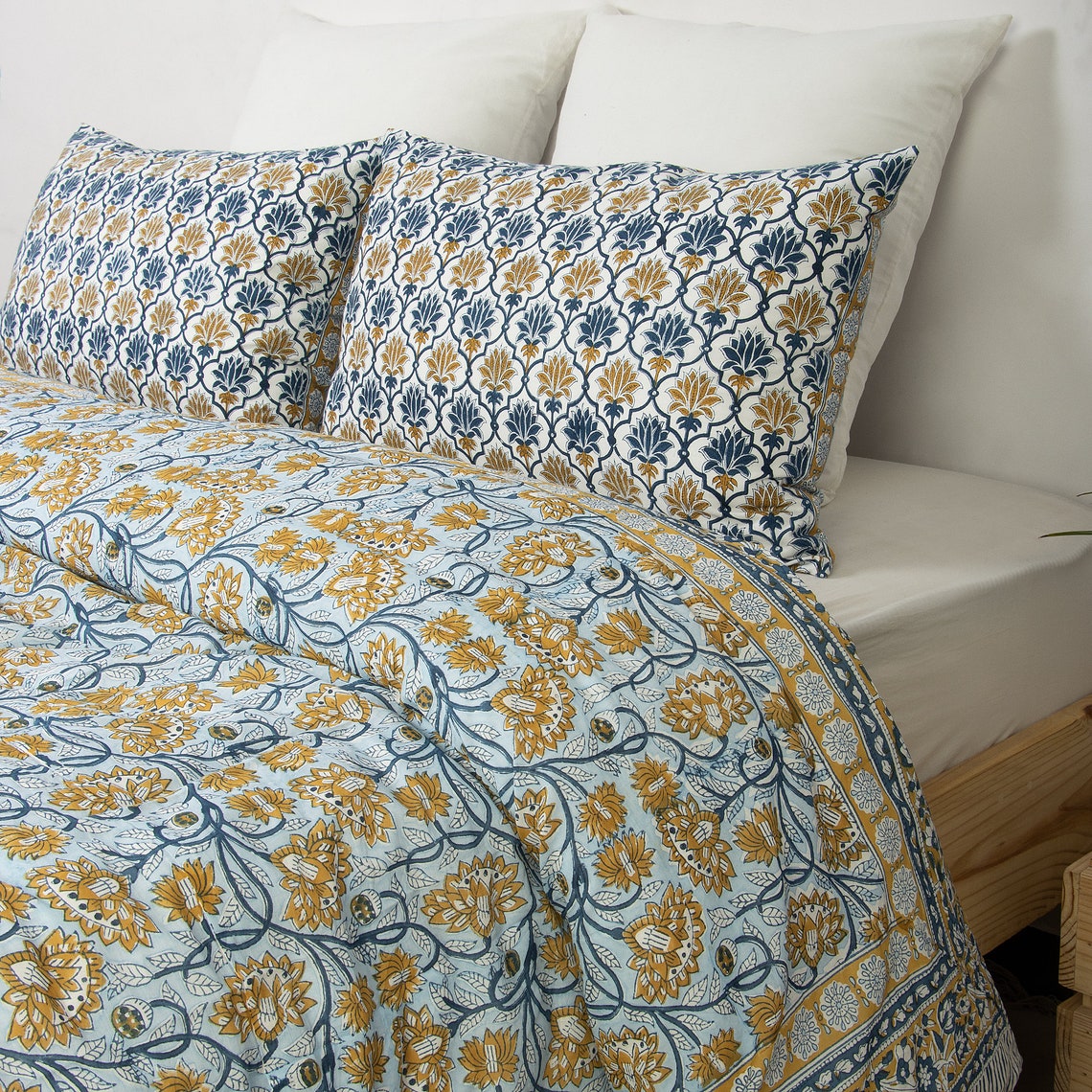 Hand Block Print Duvet Cover, Comforter Cover Set, Printed Fabric Duvet ...