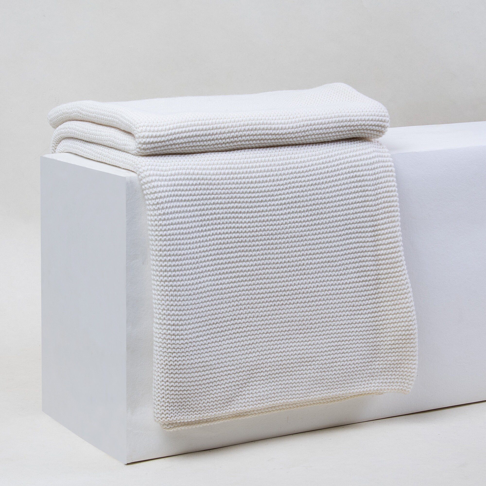 White Soft Cotton Throw Blanket, Handwoven Solid Throw Blanket, Cotton ...