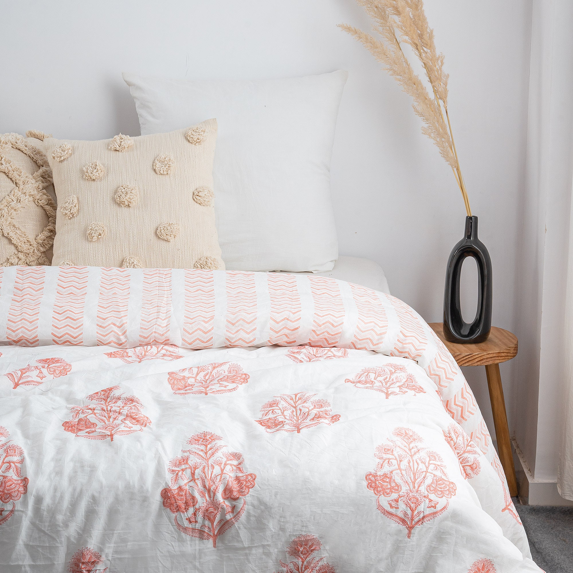 Traditional Indian Hand Block Print Duvet Cover, Boho Queen Size Duvet ...