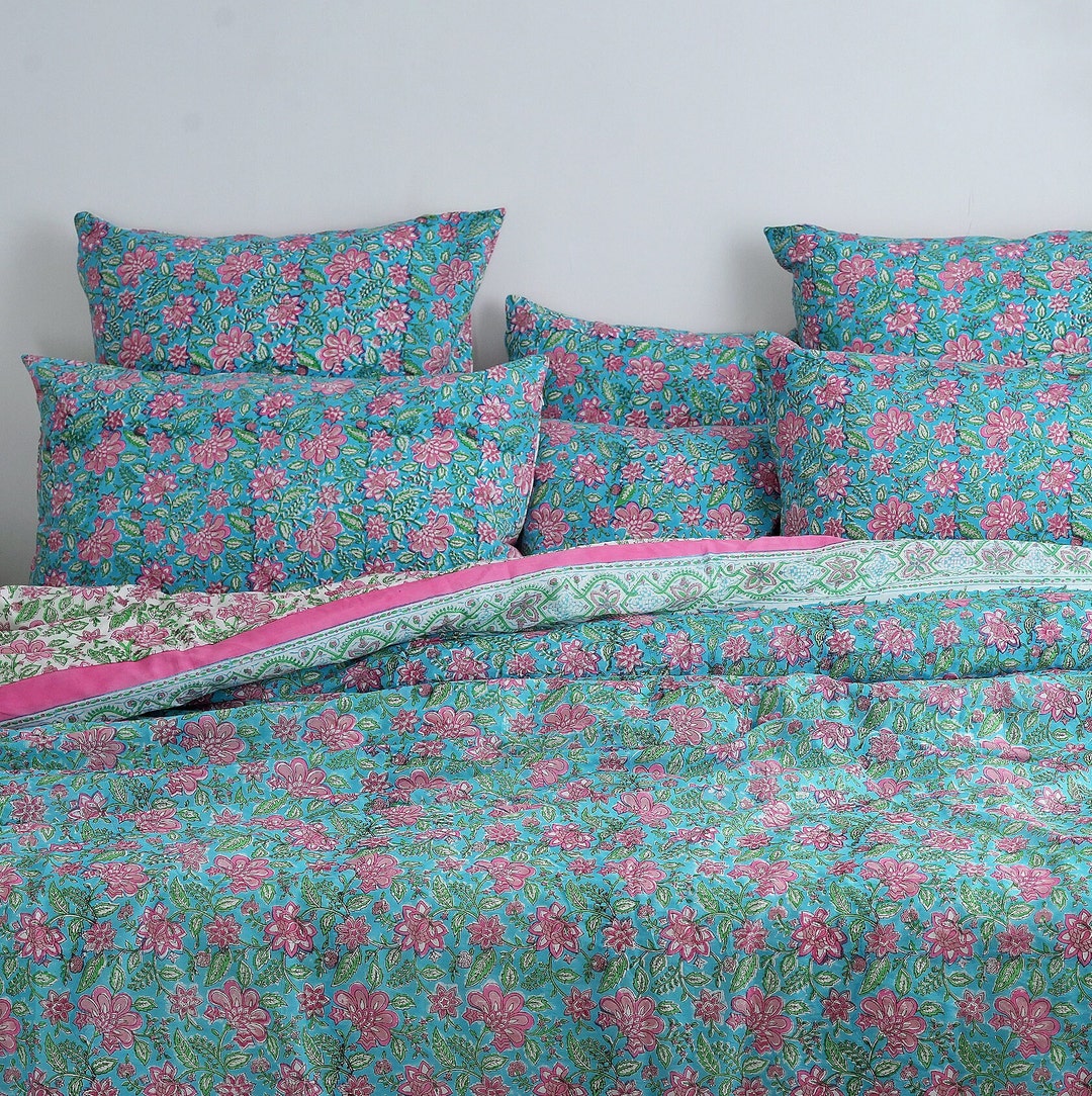 Hand Block Print Duvet Cover, Comforter Cover Set, Printed Fabric Duvet ...