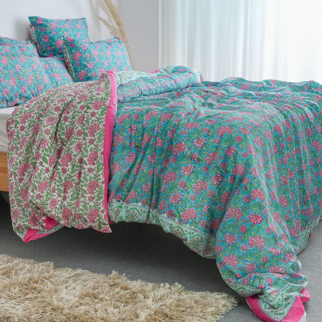Hand Block Print Duvet Cover, Comforter Cover Set, Printed Fabric Duvet ...