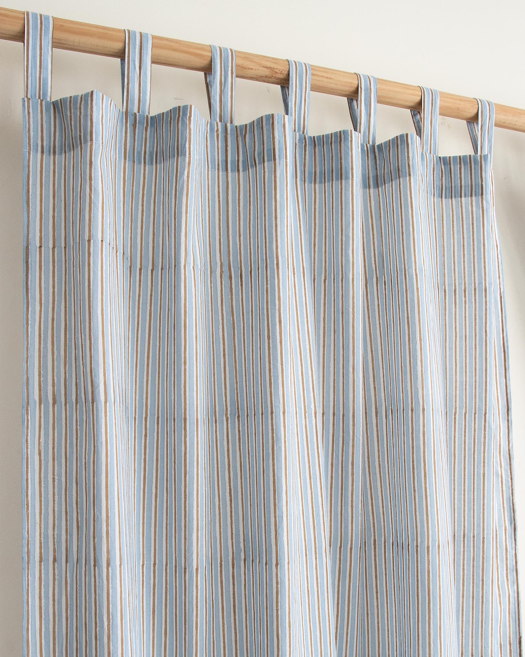 Coastal Blue Striped Curtains, Modern Farmhouse Tab Top Drapes, Striped ...