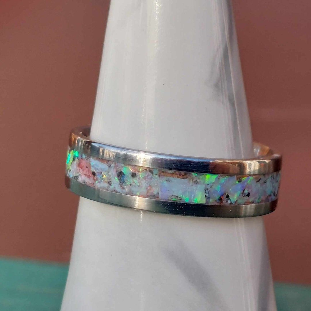 Beautiful Bello Opal Ring - Handmade Ring - Stainless Steel Ring- 6mm ...