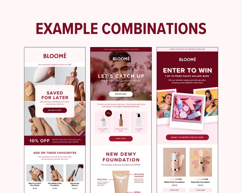 Pink Email Templates Editable Email Automations Mailchimp - Etsy