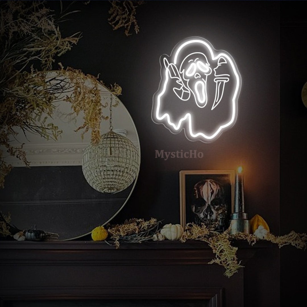 Ghostface Led Neon Signscream Neon Signhaloween Wall - Etsy