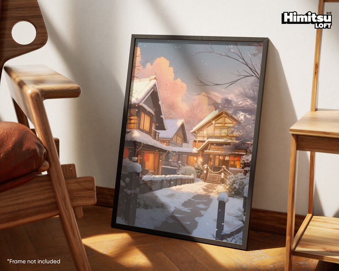 Snowburg | Snowy Homes Wall Art | Anime Poster | Winter Artwork ...