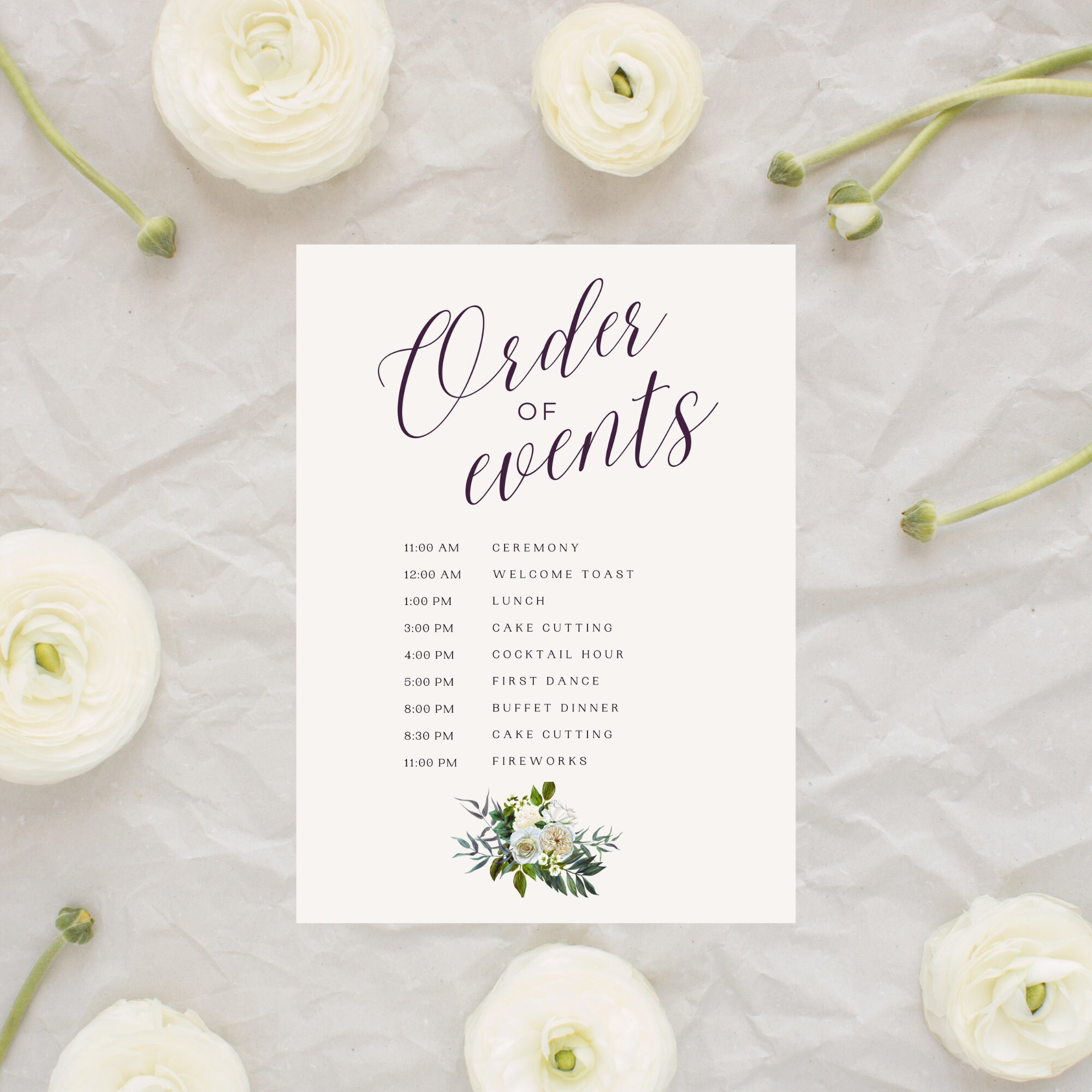 Order of Events-wedding Day Timeline Minimalist-editable Printable ...