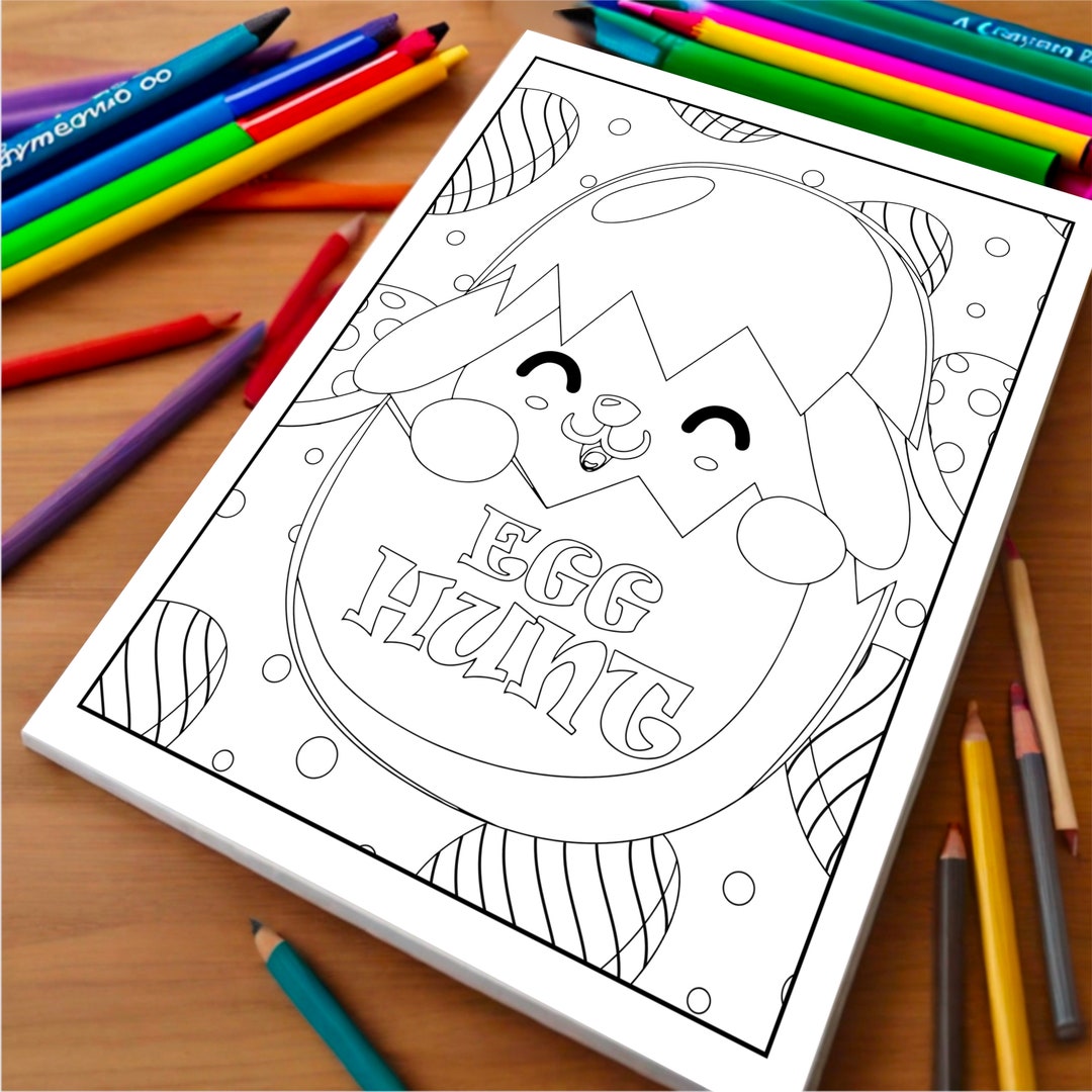 Easter Coloring Book Bunny Chicken Egg Flower Spring Kids Happy Color ...