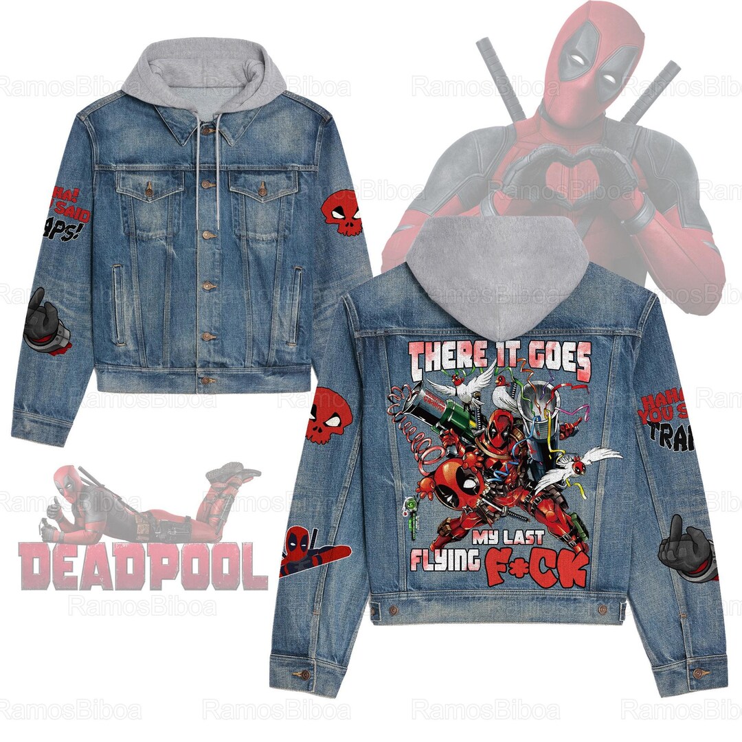 Deadpool Hoodie Denim Jacket Deadpool Hero Jean Jacket - Etsy