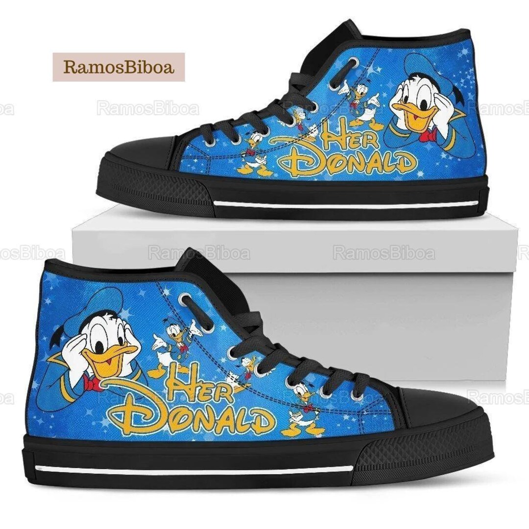 Donald Duck Shoes, Donal Duck Hightop Shoes Canvas, Donald Love Daisy ...