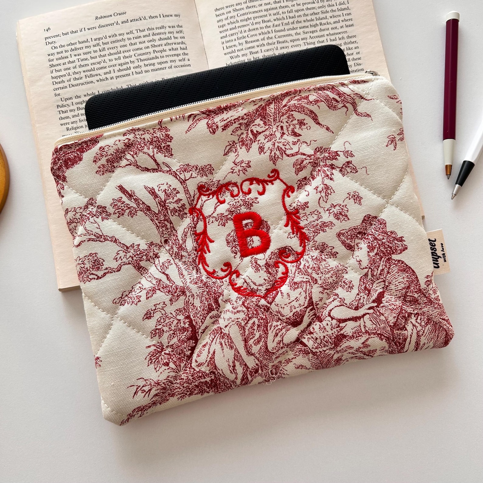 Custom Kindle Sleeve, Monogrammed E-reader Cover, Handmade Gift for ...