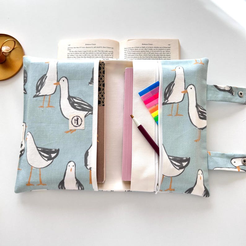 Charming Blue Book Organizer With Seagull Pattern – Handmade and ...