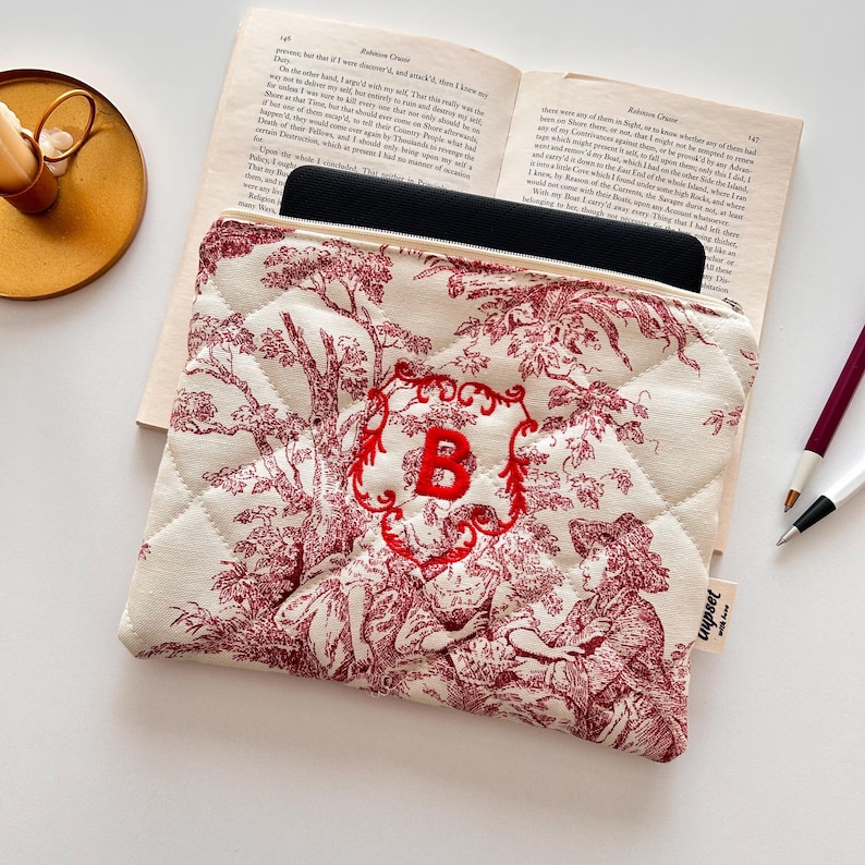 Custom Kindle Sleeve, Monogrammed E-reader Cover, Handmade Gift for ...